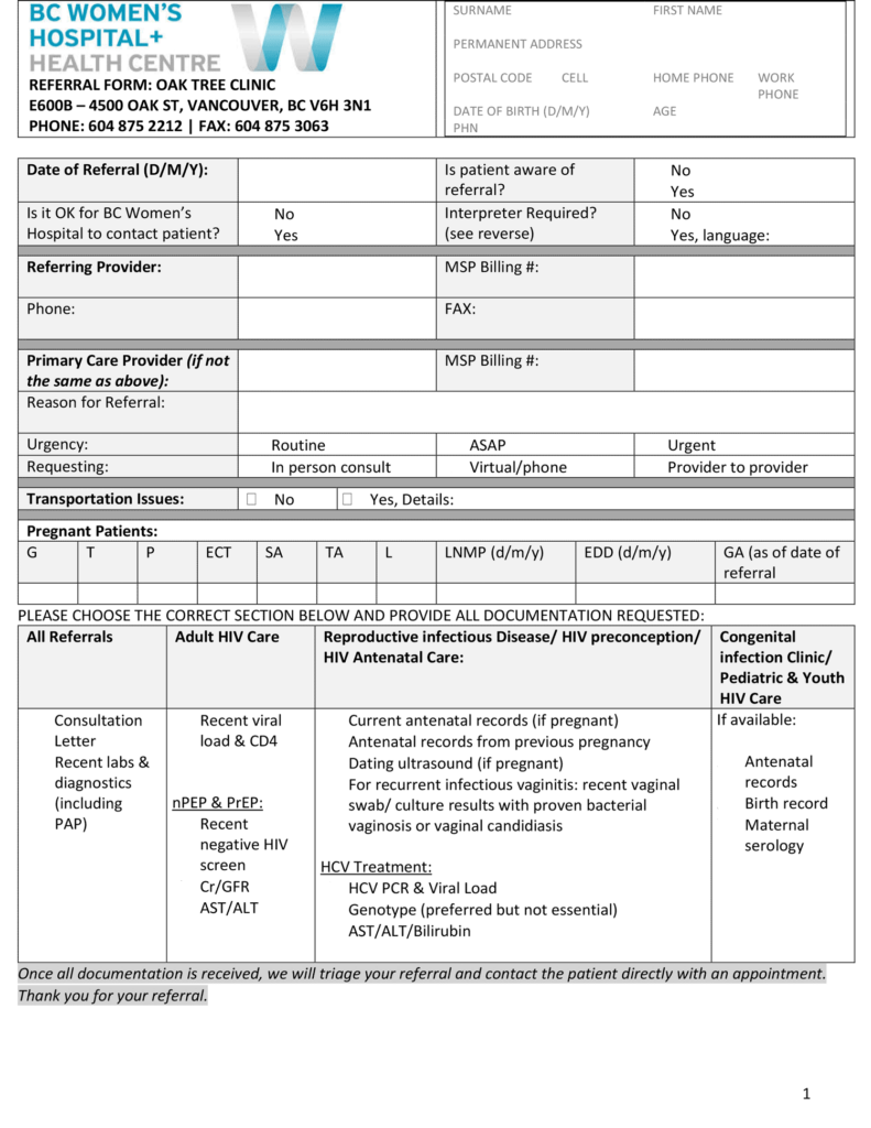 Referral to Reproductive ID +/- Oak Tree Clinic BCWH 2021 – The Oscar Galaxy
