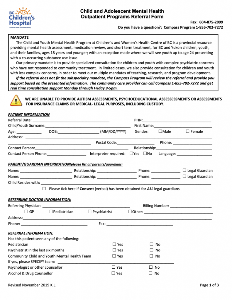 BCCH Child and Adolescent Mental Health Outpatient Programs – The Oscar ...