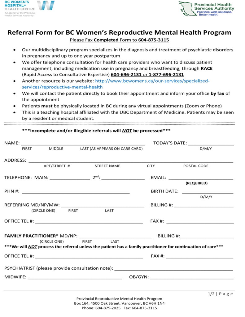 BCWH Reproductive Mental Health referral – The Oscar Galaxy