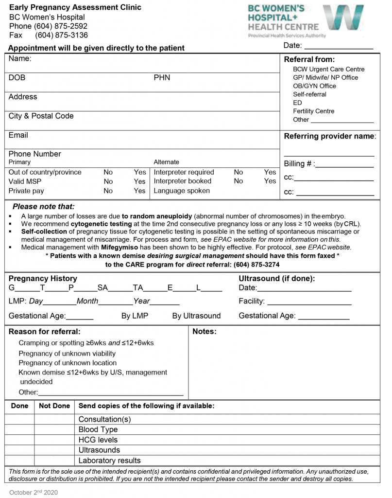 BCWH Early Pregnancy Assessment Clinic – The Oscar Galaxy