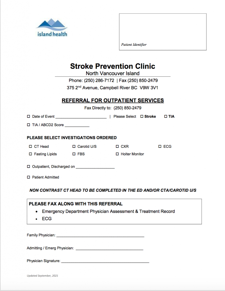 Island Health North/Central Island Stroke Prevention Referral – The ...