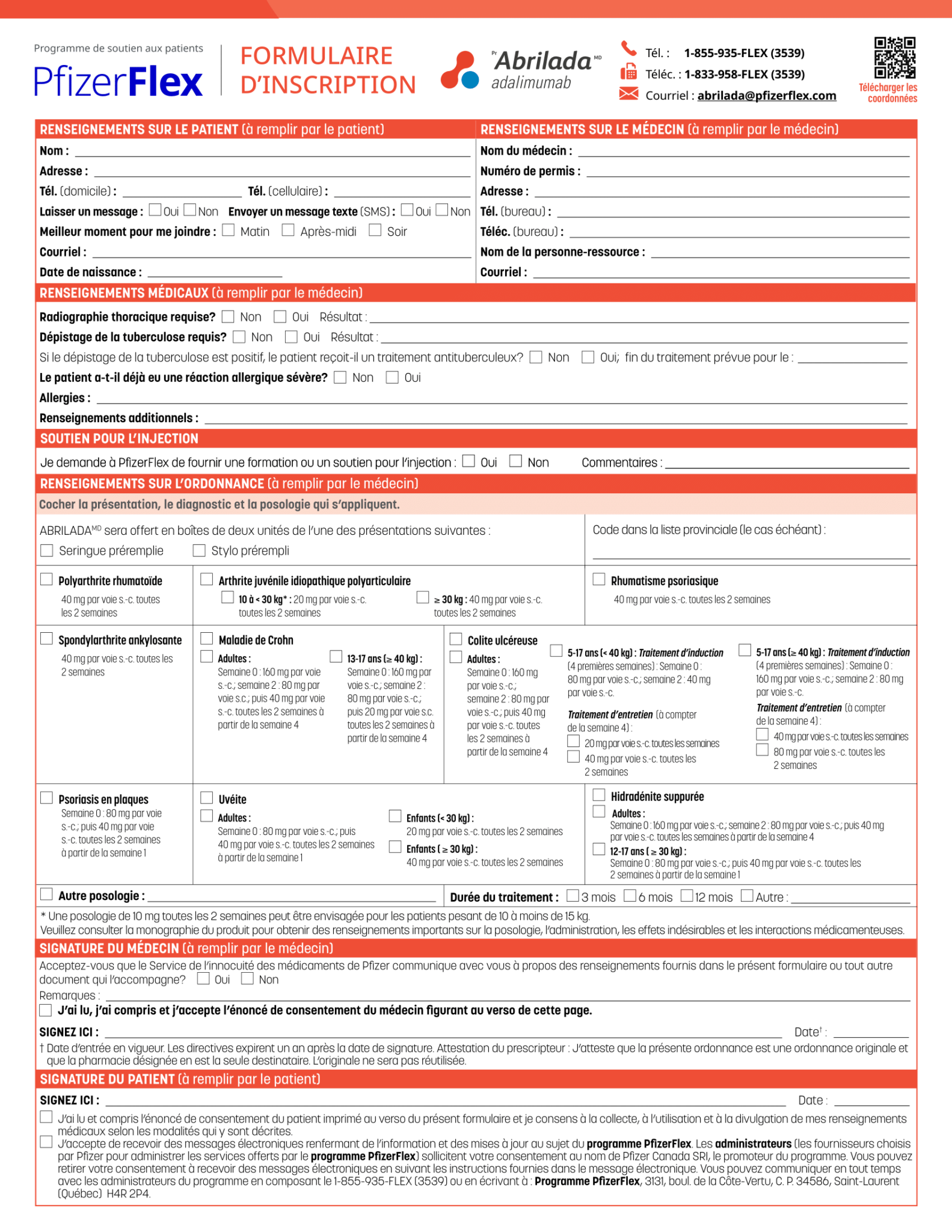 Abrilada (adalimumab) Rhum PSP Formulaire d’inscription PfizerFlex FR ...