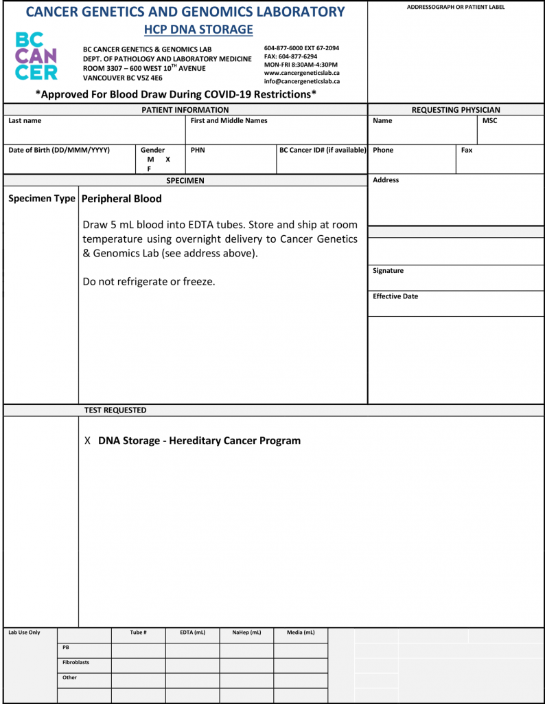 BCCA Hereditary Cancer Program DNA Storage eForm – The Oscar Galaxy