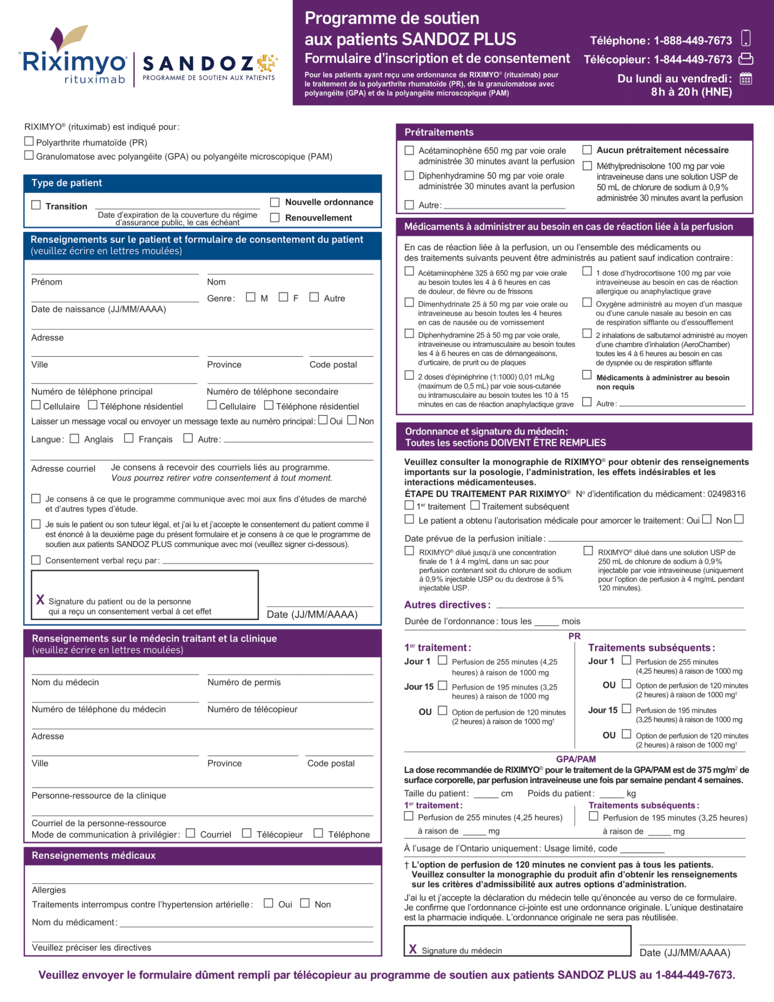 Riximyo (rituximab) PR GPAPAM PSP Formulaire d’inscription Sandoz Plus ...