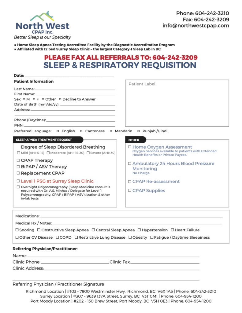 North West Sleep and Respiratory Requisition – The Oscar Galaxy