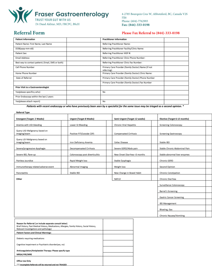 Fraser Gastroenterology Referral – The Oscar Galaxy