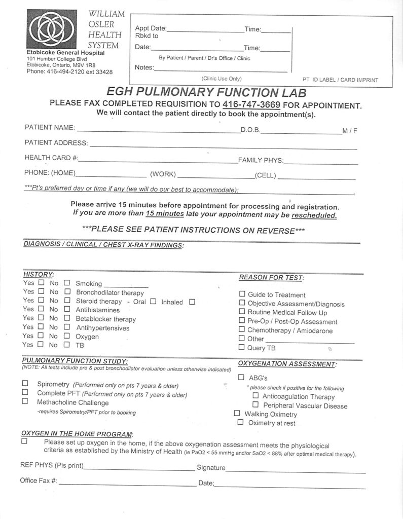Pulmonary Function Lab at the WOHS in Etobicoke and Brampton – The Oscar Galaxy