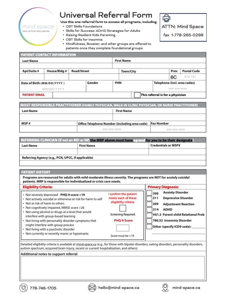 Mind Space Universal Referral eFORM – The Oscar Galaxy