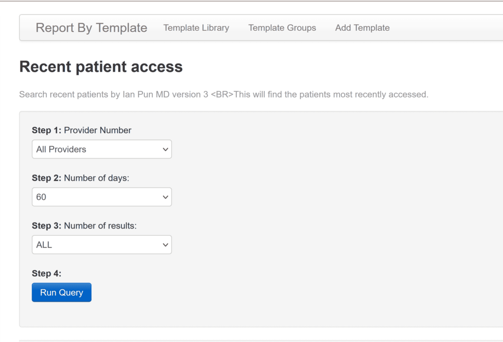 Report by Template Recently accessed Patients – The Oscar Galaxy