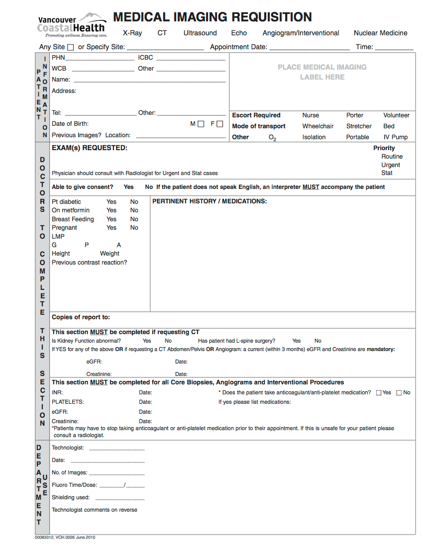 Vancouver Coastal Health Medical Imaging Requisition – The Oscar Galaxy