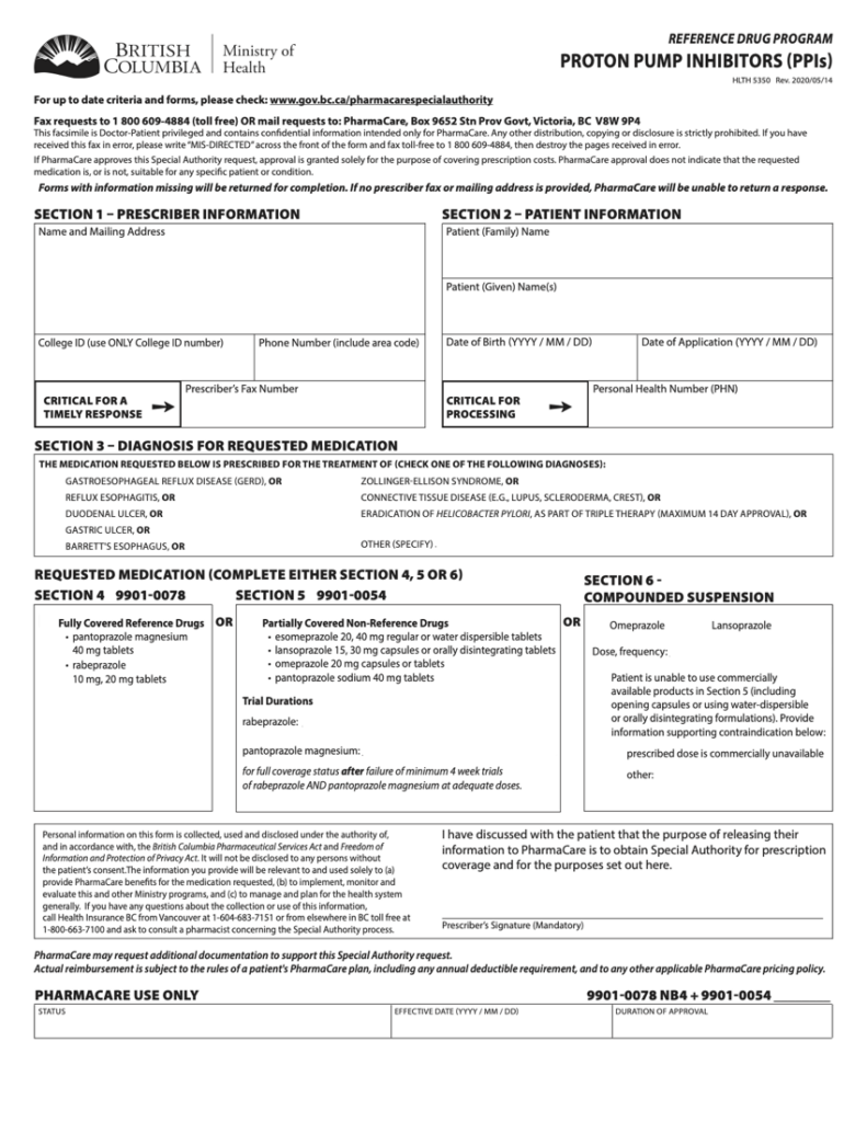 Special Authority: Proton Pump Inhibitors (PPIs) eFORM – The Oscar Galaxy