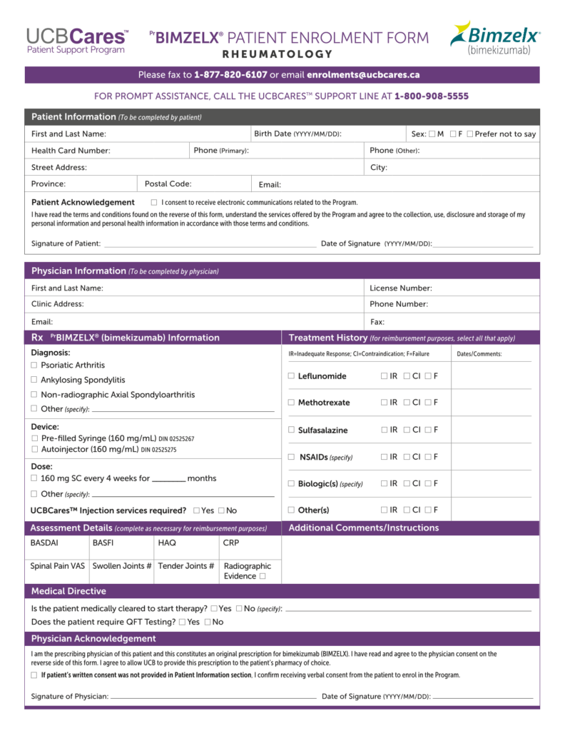 Bimzelx (bimekizumab) Rheum UCBCares PSP Enrolment Form – 2024 – The Oscar Galaxy