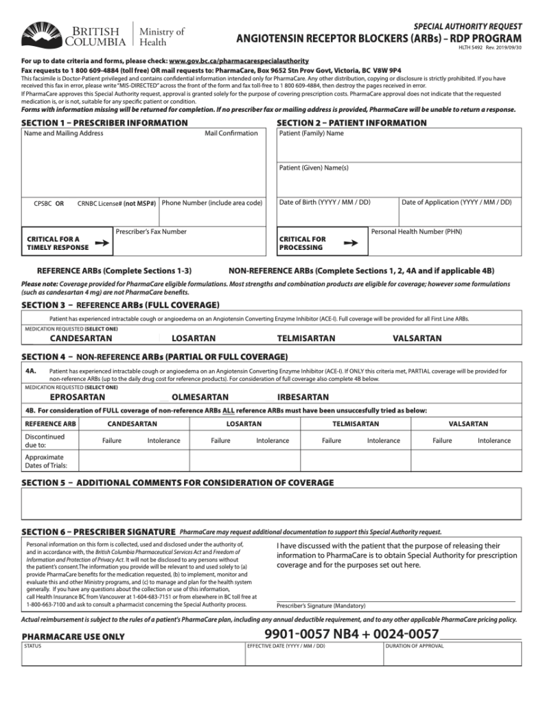 Special Authority: Angiotensin Receptor Blockers (ARBs) – RDP Program ...