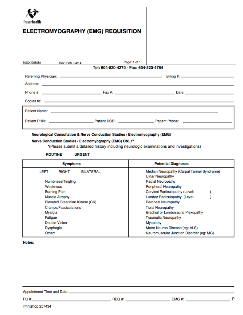 FHA Electromyography (EMG) Requisition eFORM – Royal Columbian Hospital ...