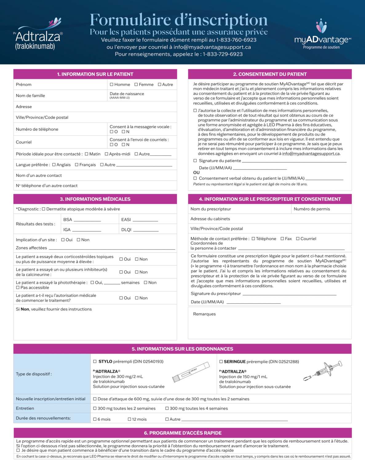 Adtralza (tralokinumab) MyAdvantage Formulaire d’inscription PSP 2024 ...