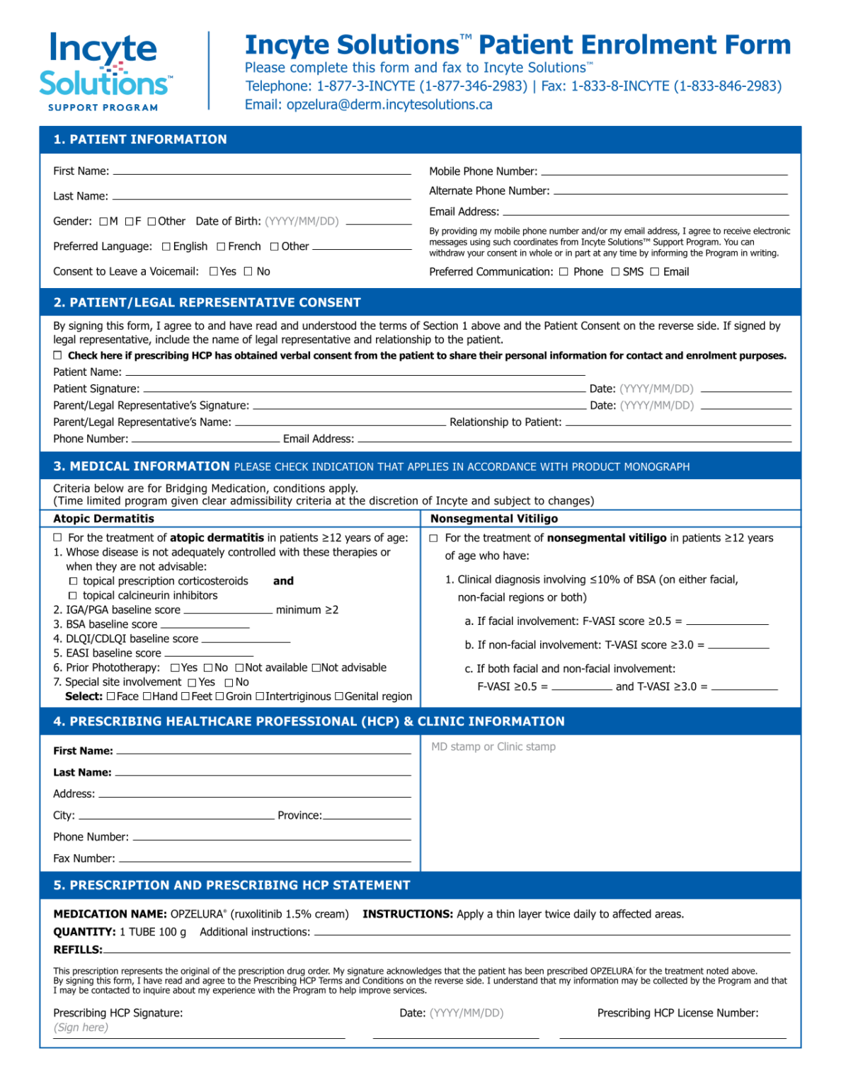 Incyte Solutions – Opzelura (ruxolitinib) – Enrolment Form 2024 – The ...