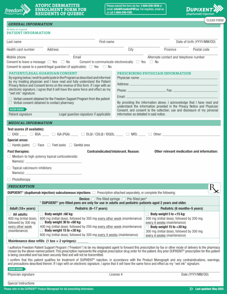 Dupixent (dupilumab) PSP Atopic Derm Enrolment Form (QC) EN 2025 – The ...