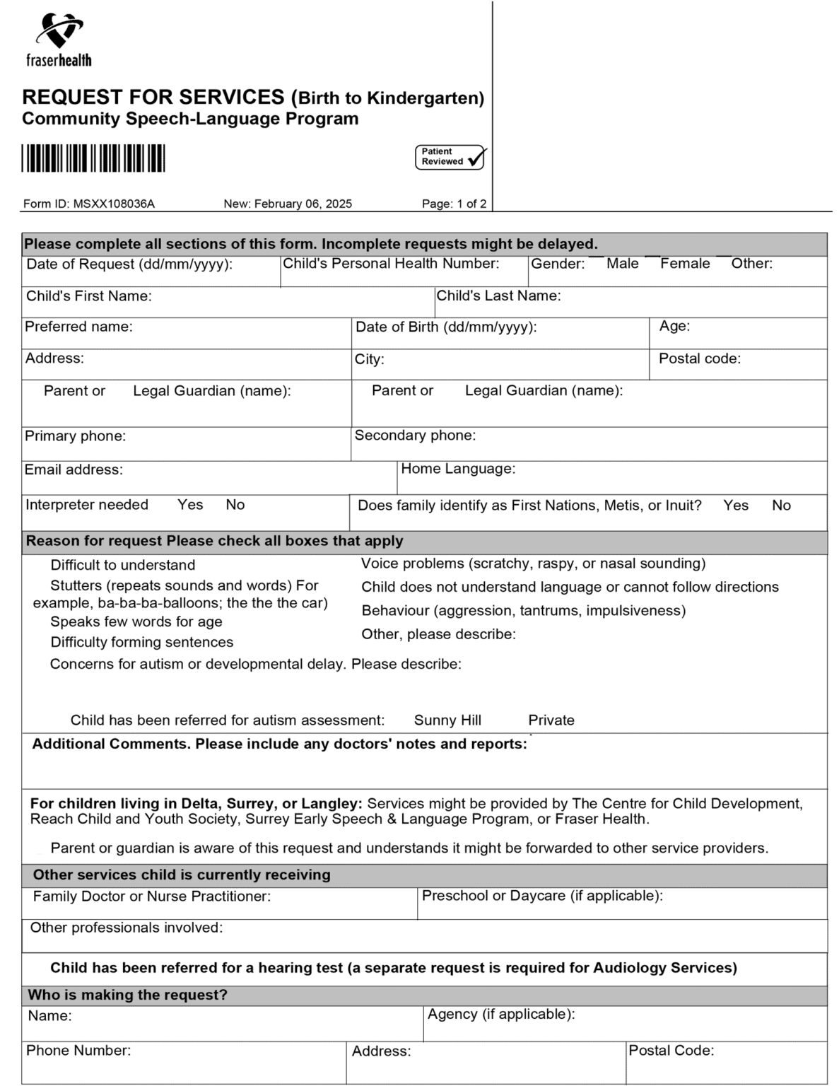 Fraser Health Speech Language Pathology referral – The Oscar Galaxy