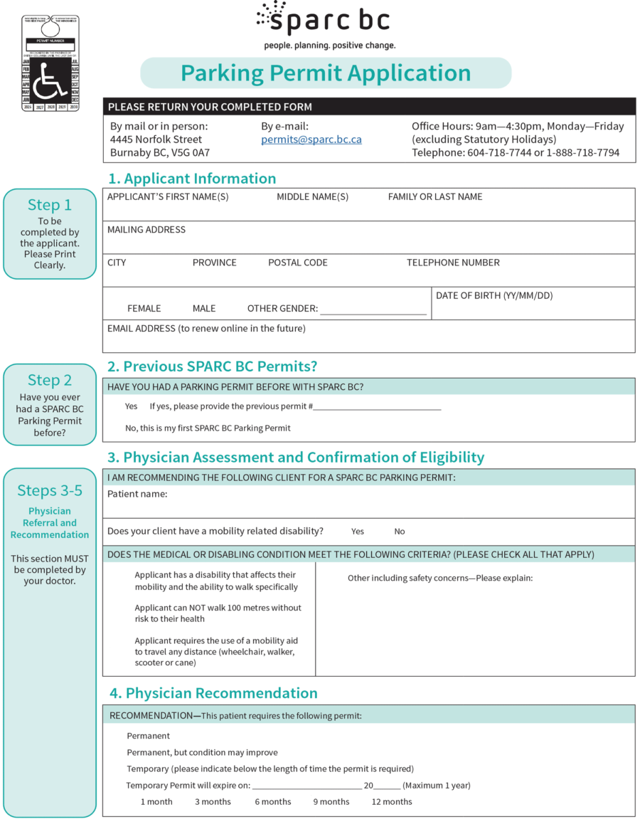 SPARC parking permit application for mobility impairment 2023 – The ...