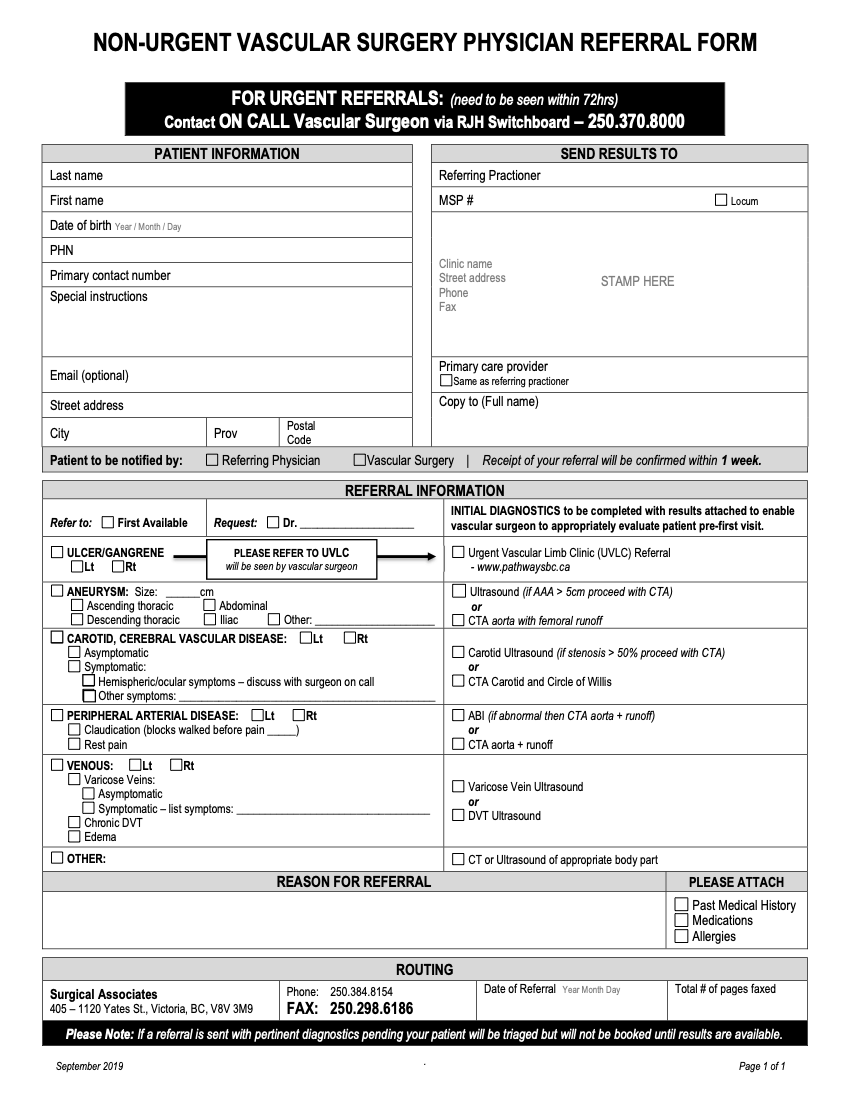 Victoria Vascular Surgery Referrals 2019 – The Oscar Galaxy